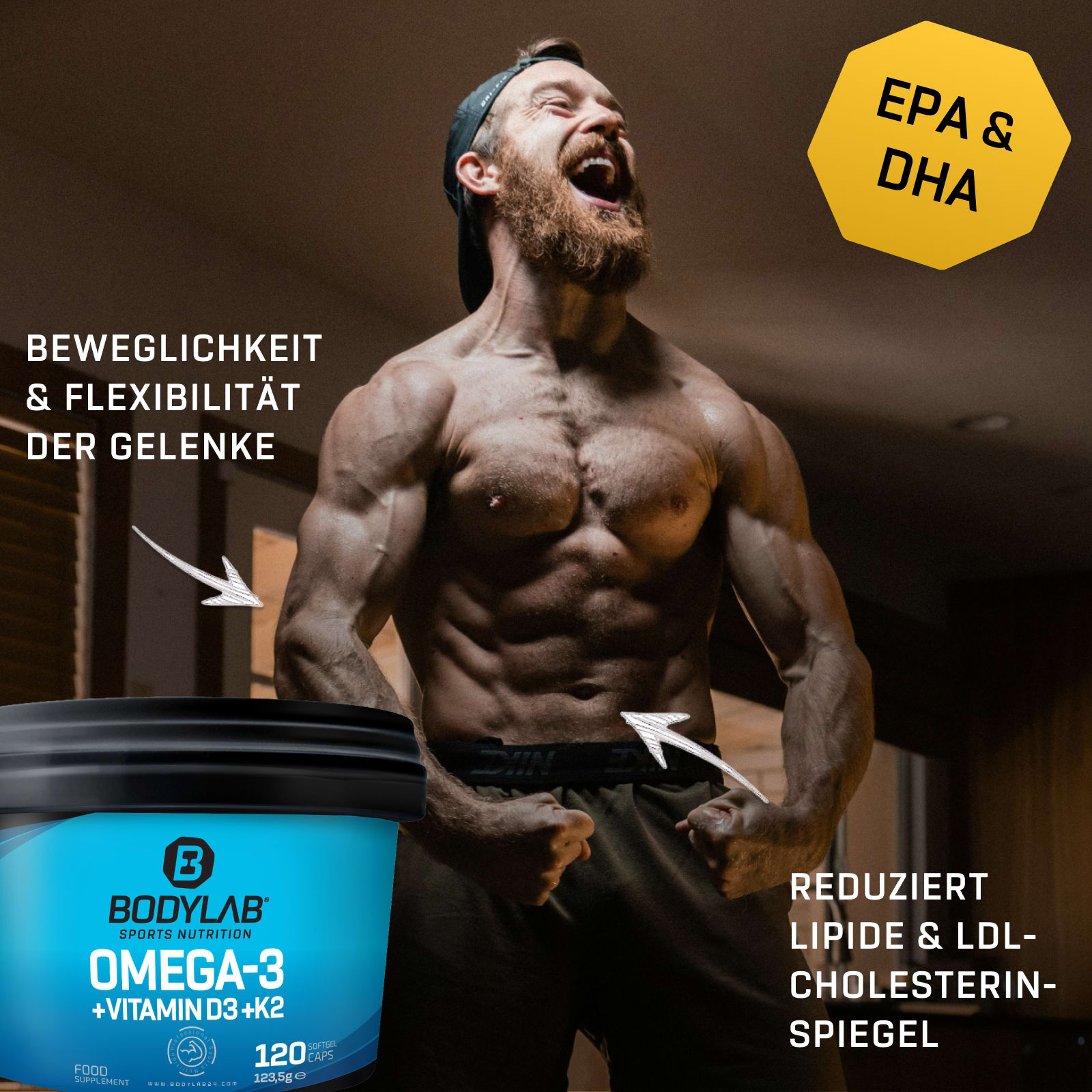 Omega-3 + Vitamine D3 + K2 Extreme (120 Kapseln) van Bodylab24 kopen ...