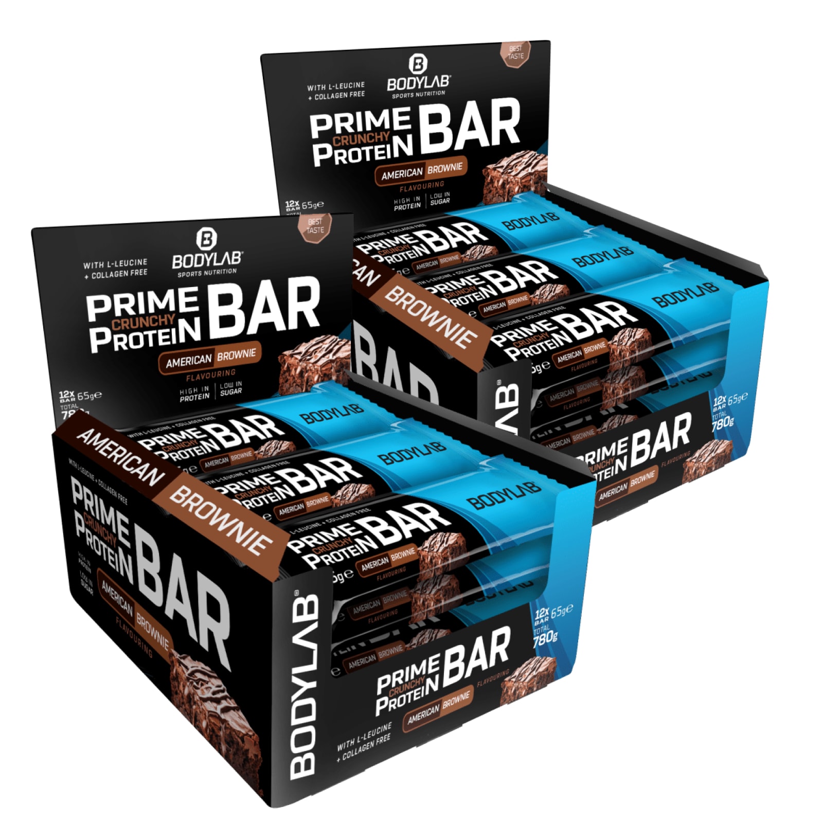 2 x Prime Crunchy Protein Bar American Brownie (12x65g) van Bodylab24 ...