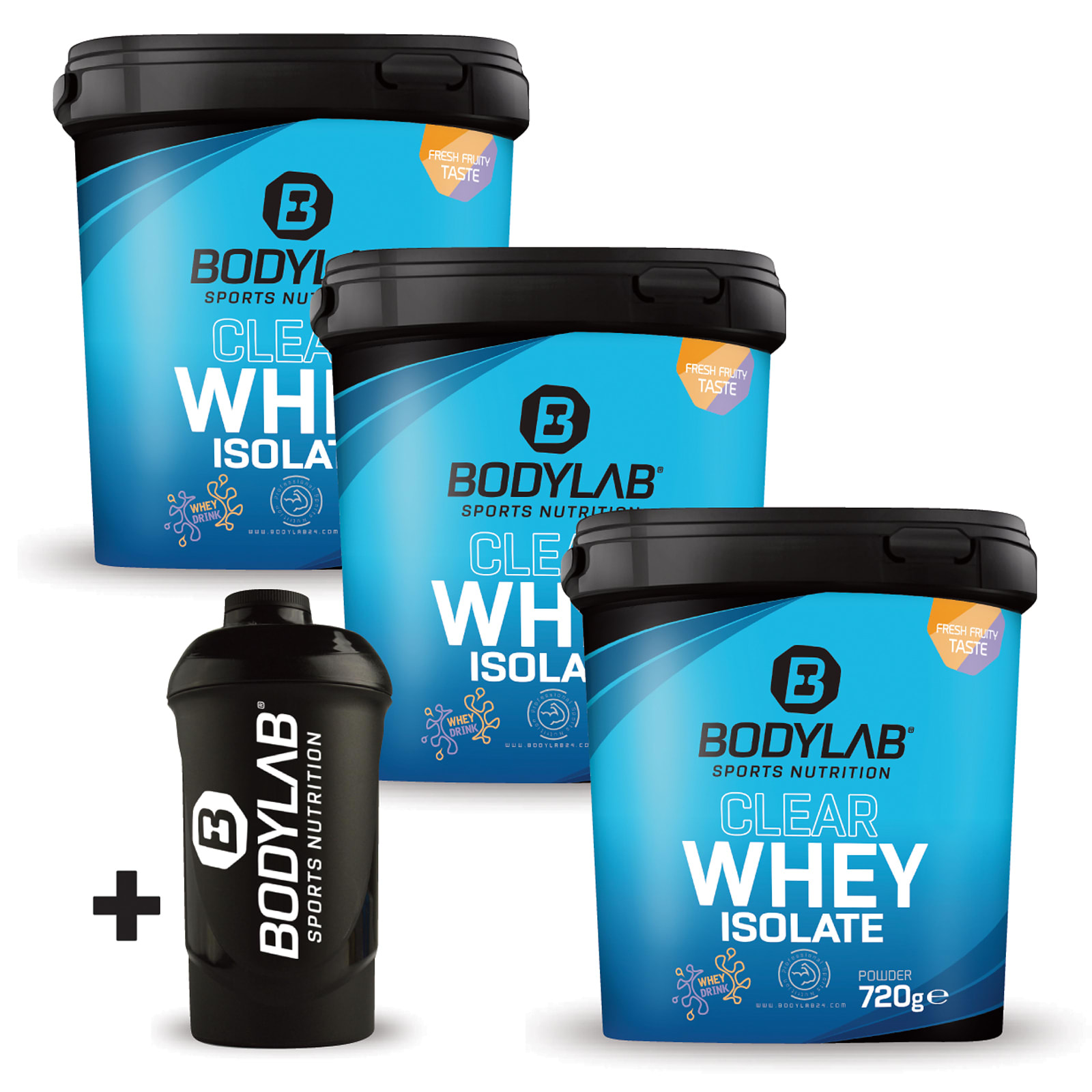 3 x Clear Whey Isolate (elk 720g) + Shaker van Bodylab24 kopen ...