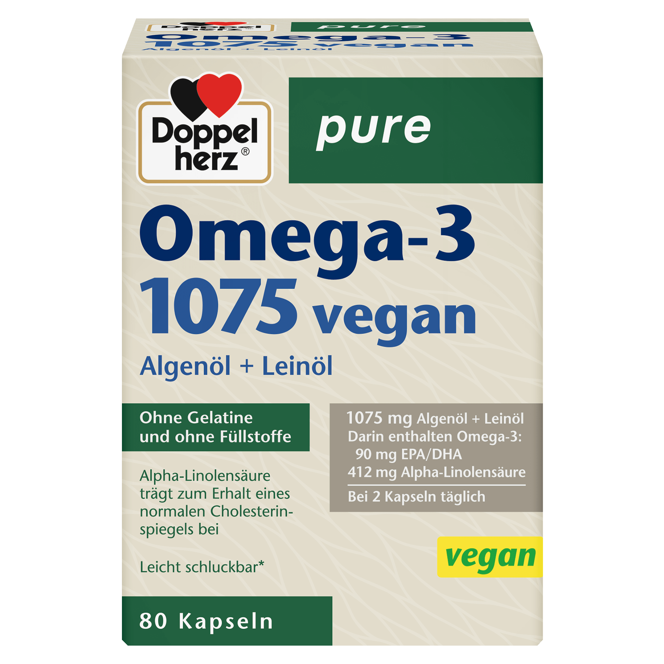 Pure Omega-3 1075 vegan (80 Kapseln) Pure Omega-3 1075 vegan (80 Kapseln)