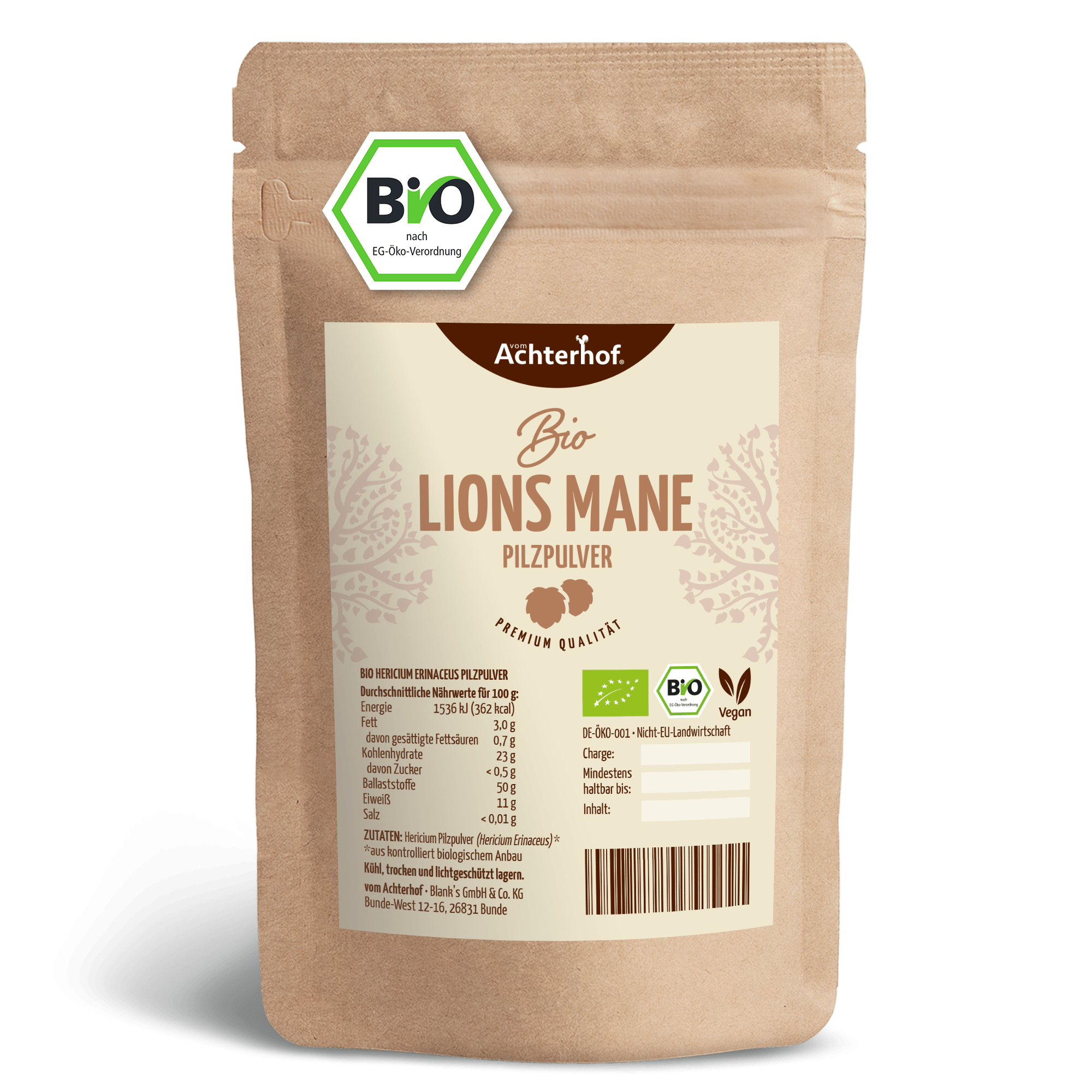 Bio Lions Mane Pilzpulver (100g)